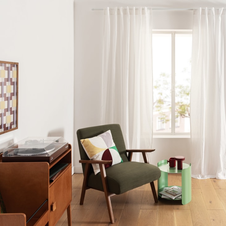 Rideau à pattes cachées en coton tissé écru à carreaux à l'unité ...