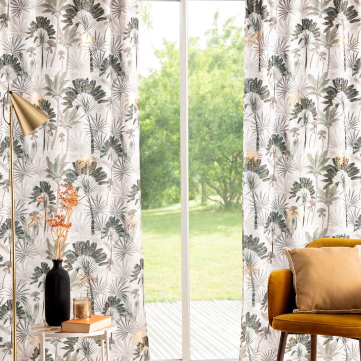 Rideau à pattes cachées en suédine de polyester recyclé imprimé ...