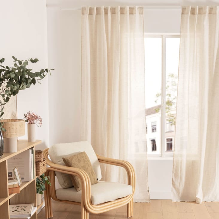Rideau à pattes cachées voilage beige chinée à l'unité 140x250 Basna ...