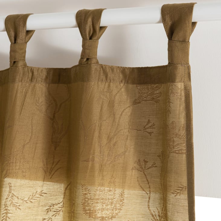 Rideau en polyester recyclé tissé jacquard vert motifs floraux à l ...