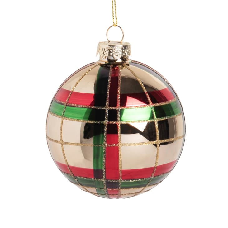 Rode, groene en gouden glazen kerstbal Vintage Christmas | Maisons du Monde