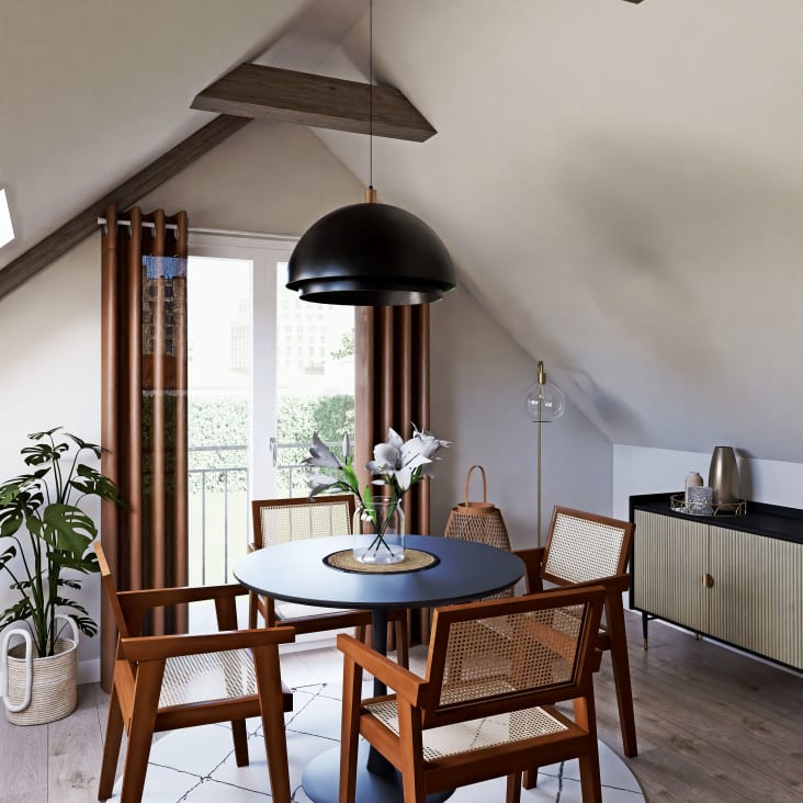 Rond wit getuft tapijt met zwart berbermotief D180 ELSULA | Maisons du ...