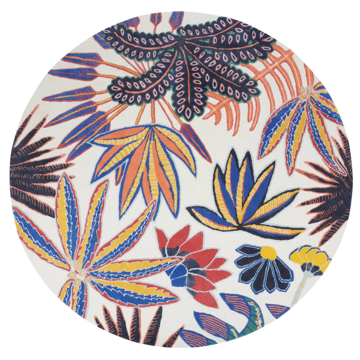 Rond wollen tapijt met geometrisch motief, wit/multicolor, ∅ 250 cm ...