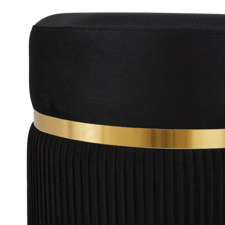 Ronde poef zwart en goud Pamona | Maisons du Monde