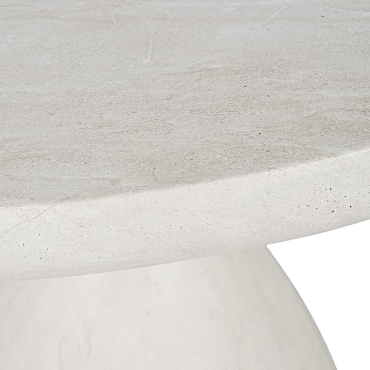 Ronde tuintafel van beton met travertinlook en wit metaal met 4 ...