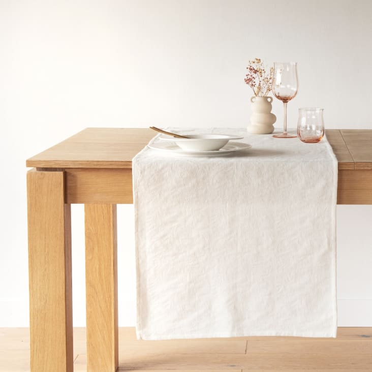 Runner in cotone jacquard écru 50x150 cm Julen | Maisons du Monde
