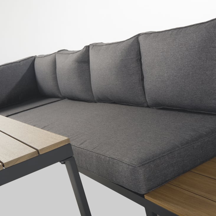 Salon de jardin 8 places gris anthracite et composite imitation teck ...