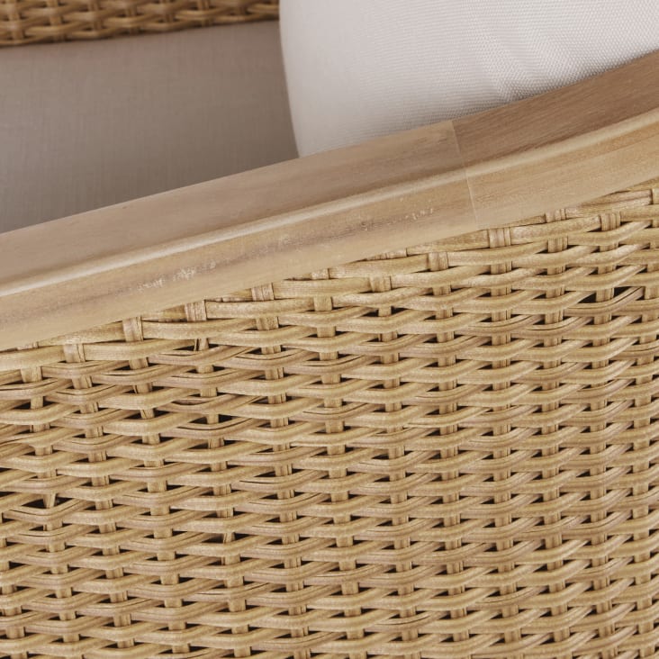 Salón de jardín para 4/5 personas de madera de acacia con cojines color ...