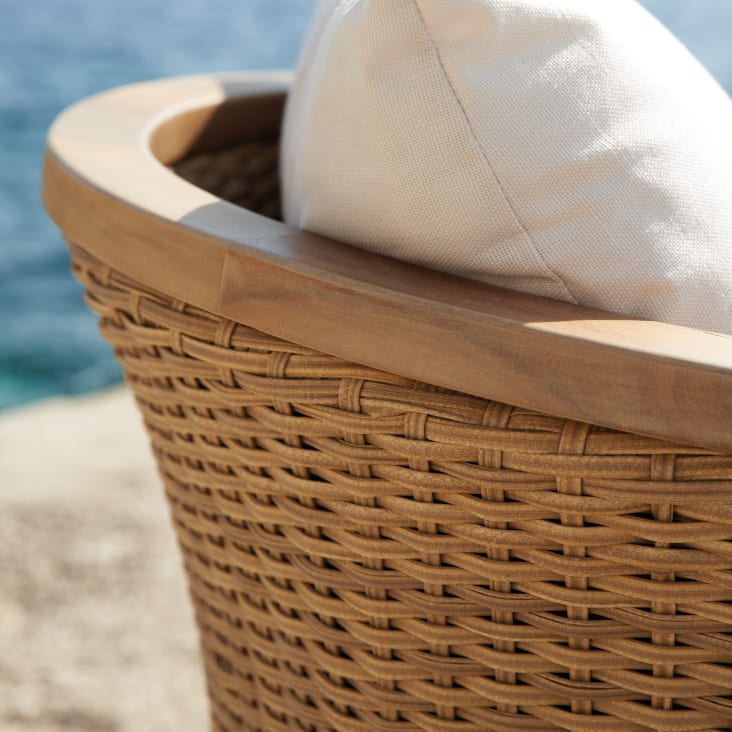 Salón de jardín para 4/5 personas de madera de acacia con cojines color ...