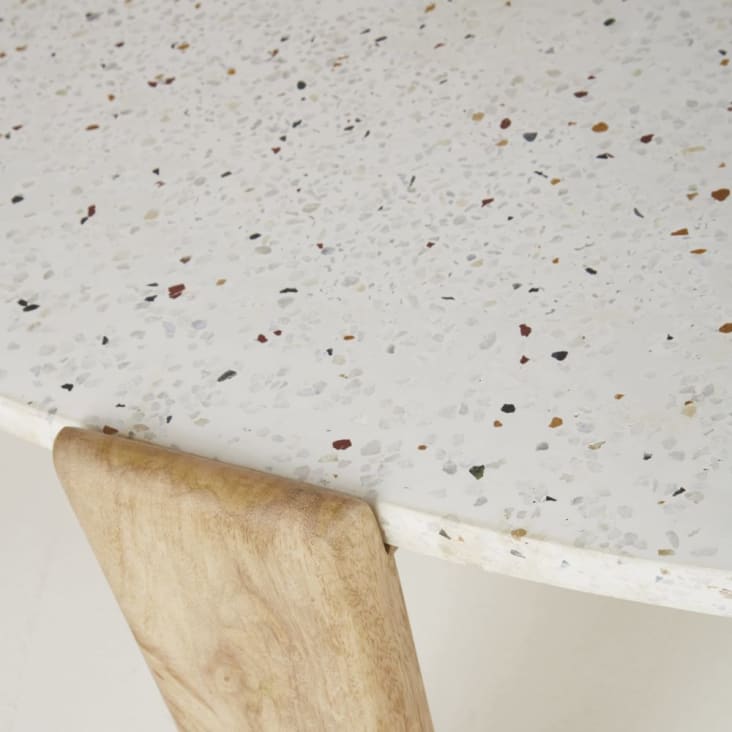 Salontafel uit stenen met terrazzo-effect en massief mangohout 105 cm ...