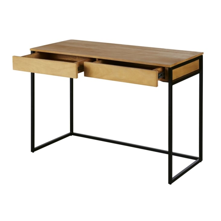 Schreibtisch mit 2Schubladen aus schwarzem Metall, Mangoholz Wayampi ...