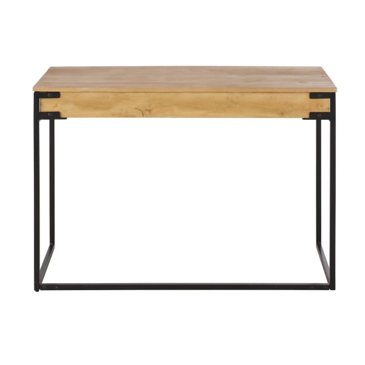 Schreibtisch mit 2Schubladen aus schwarzem Metall, Mangoholz Wayampi ...