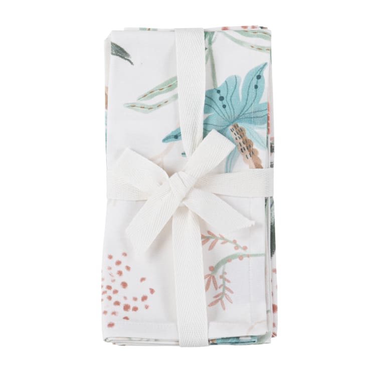 Serviettes en coton biologique multicolore à motif imprimé floral 45x45 ...