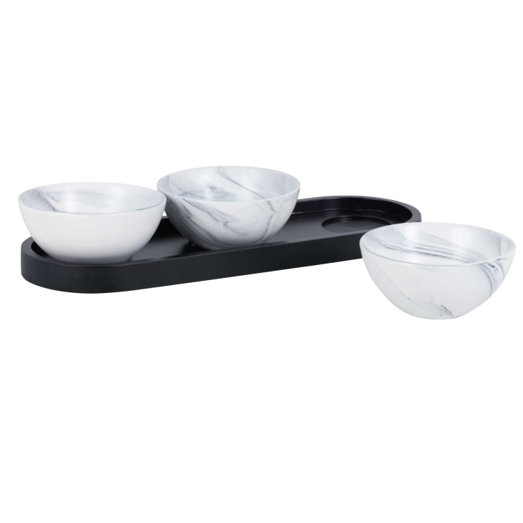 Set aperitivo 3 coppette in ceramica bianca e nera con vassoio Madison ...