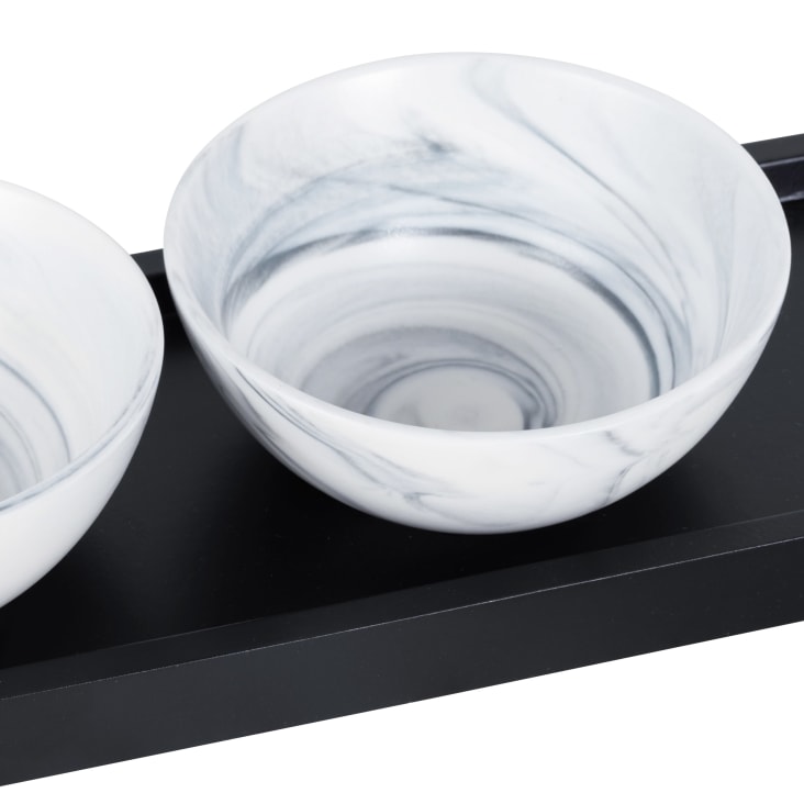Set aperitivo 3 coppette in ceramica bianca e nera con vassoio Madison ...