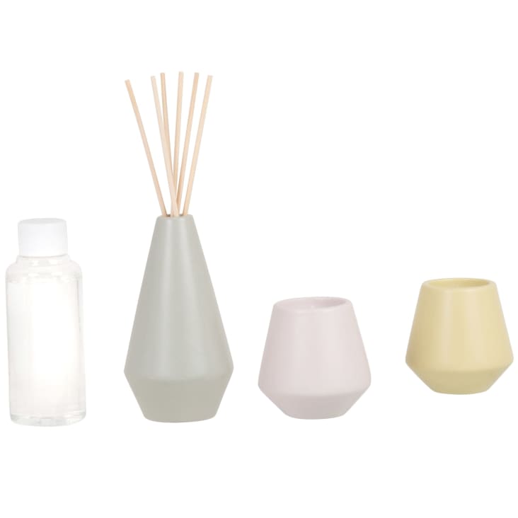 Set aus 2 Duftkerzen in Dolomitgefäß und Duftspender mit Duft „Englischer Garten“, ...L SOLLIES ...