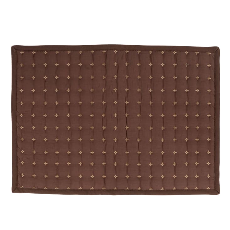 Set de table en coton matelassé et broderie contrastée marron 33x48 ...