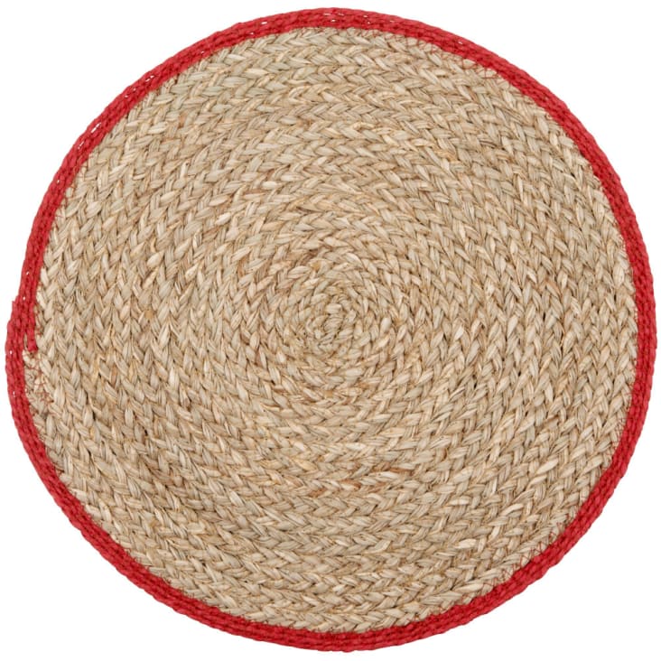 Set de table en jonc de mer bord rouge D38 | Maisons du Monde