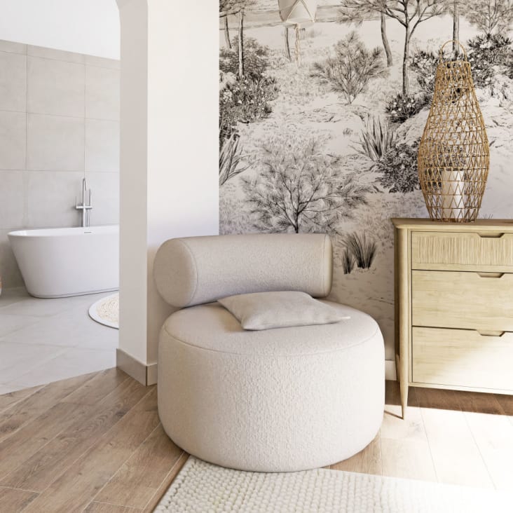Sillón giratorio de rizo gris claro Swivel | Maisons du Monde