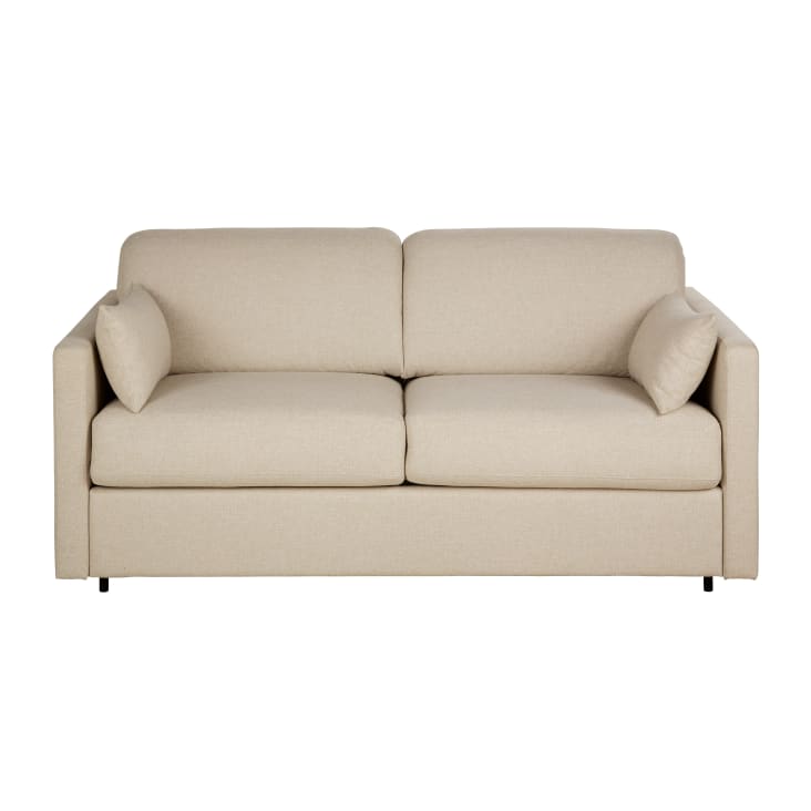 Sofá-cama 2/3 lugares em tecido trançado bege, colchão 18 cm Julian ...