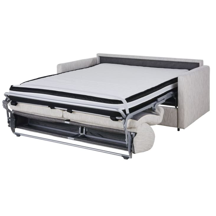 Sofá cama de 2/3 plazas de tela reciclada gris claro, colchón de 18 cm Julian | Maisons du Monde