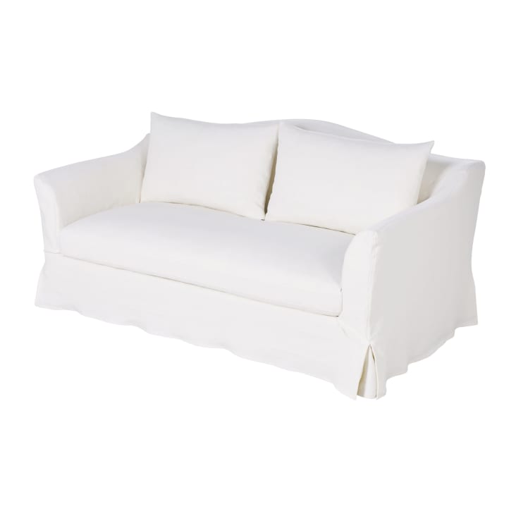 Sofá-cama de 2 lugares em linho de alta qualidade branco, colchão 10 cm ...