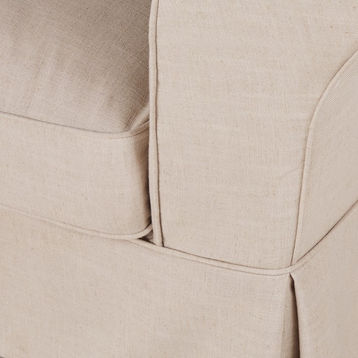 Sofá cama de 3/4 plazas de tela beige efecto lino, colchón 12 cm Roma | Maisons du Monde