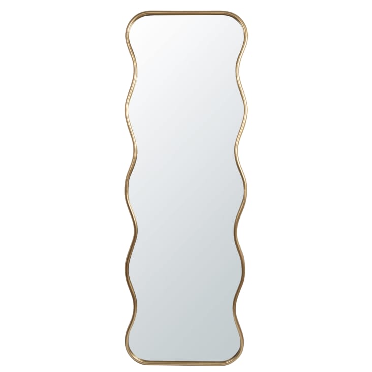 Specchio rettangolare ondulato in metallo dorato 50x150 cm Camil ...