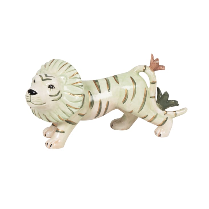 Statuetta leone in ceramica verde, rosa e dorata alt. 12 cm Antonio ...