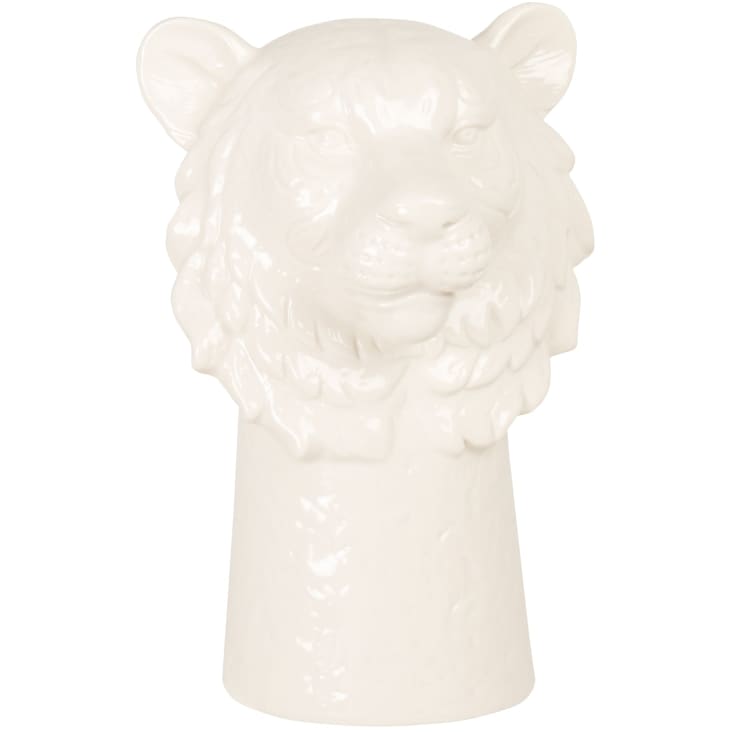 Statuette lion en porcelaine blanche H23 Simon | Maisons du Monde