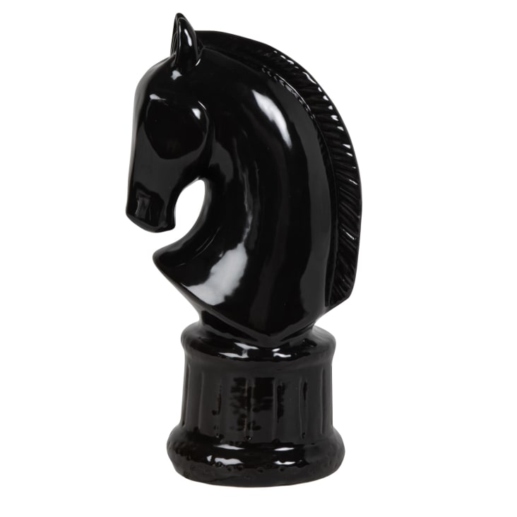 Statuette pion d'échecs cavalier en porcelaine noire H25 Malcolm ...