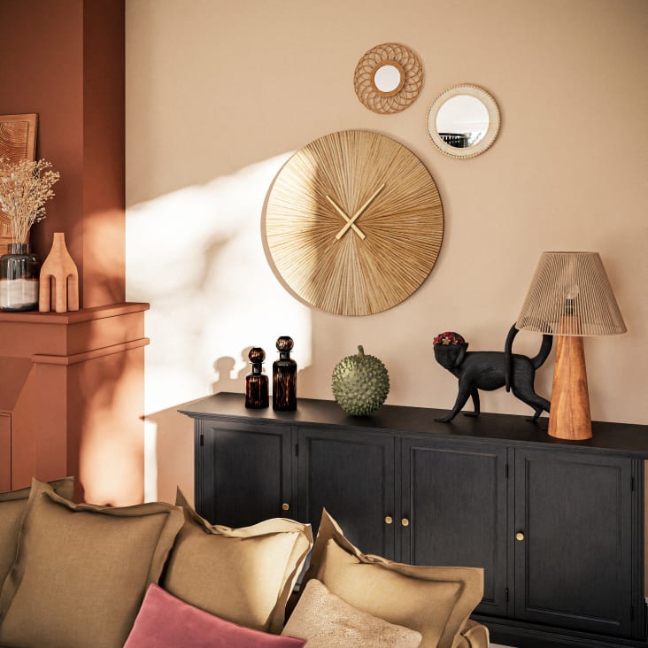 Statuette singe en résine noire et couronne de fleurs multicolore H47 AVEIRO | Maisons du Monde