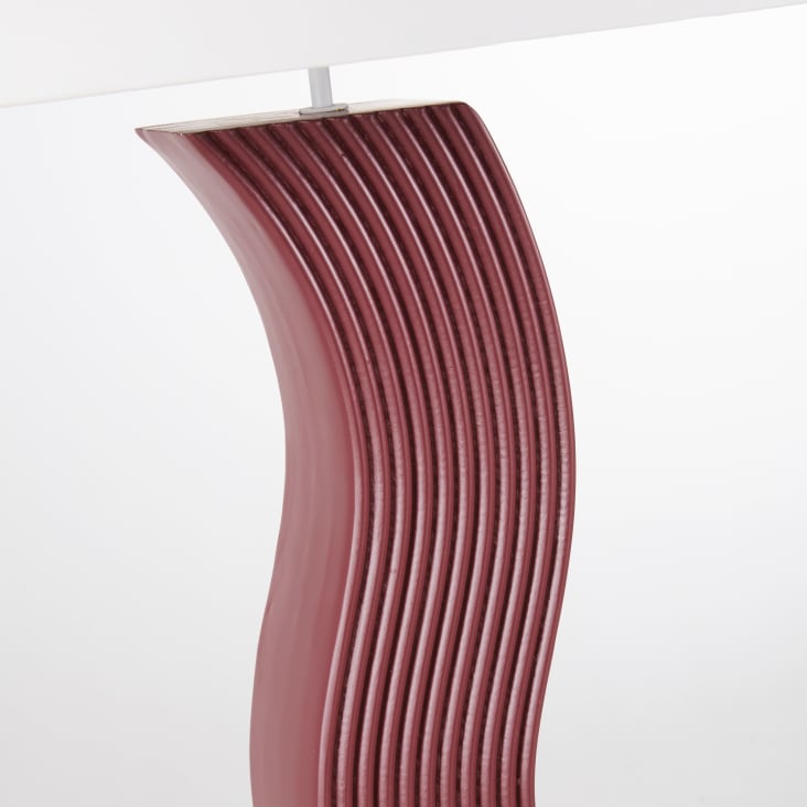 Stehleuchte aus Holz mit Lampenschirm, pflaumenfarben und weiß H172cm ...