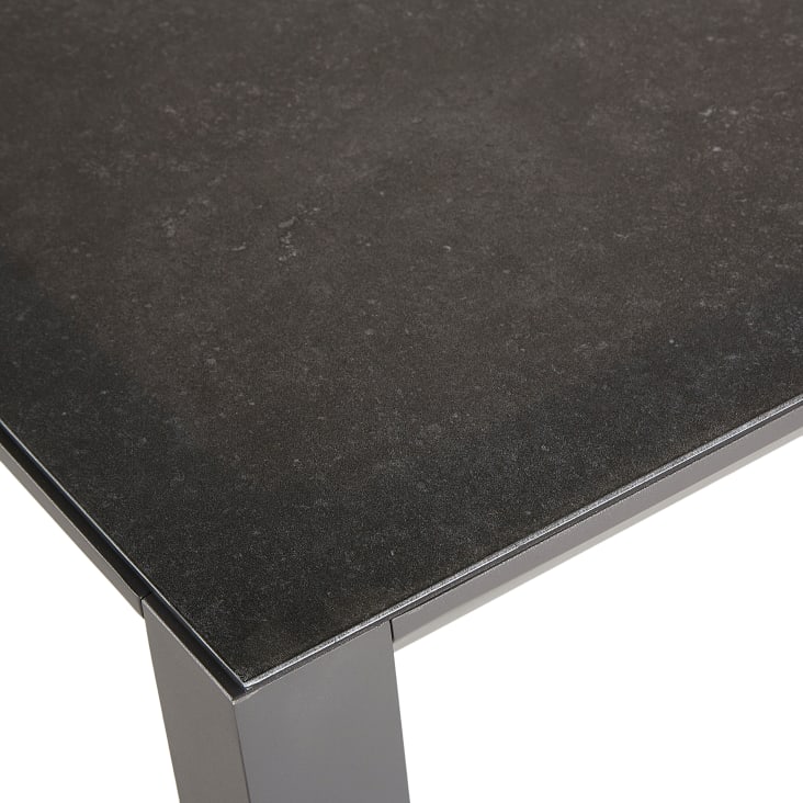 Table à manger de jardin en aluminium et verre trempé gris anthracite ...