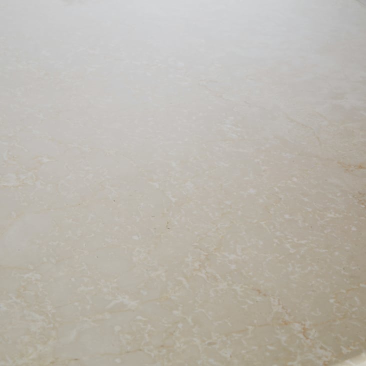 Table à manger ovale en marbre blanc effet travertin 8 personnes L180 ...