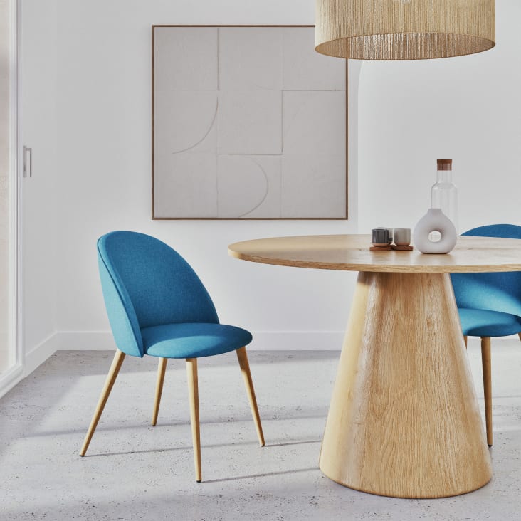 Table à manger ronde en manguier massif blanchi 5/6 personnes D120 ...