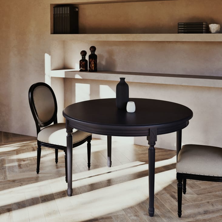 Seconde chance - Table à manger ronde extensible noire 6/8 personnes ...