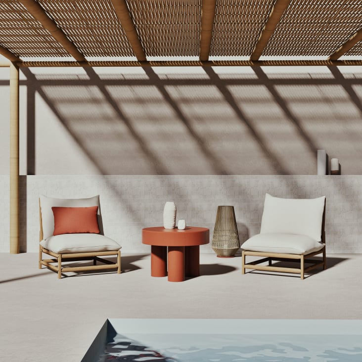 Seconde chance - Table basse de jardin ronde terracotta D65 MELINGO ...