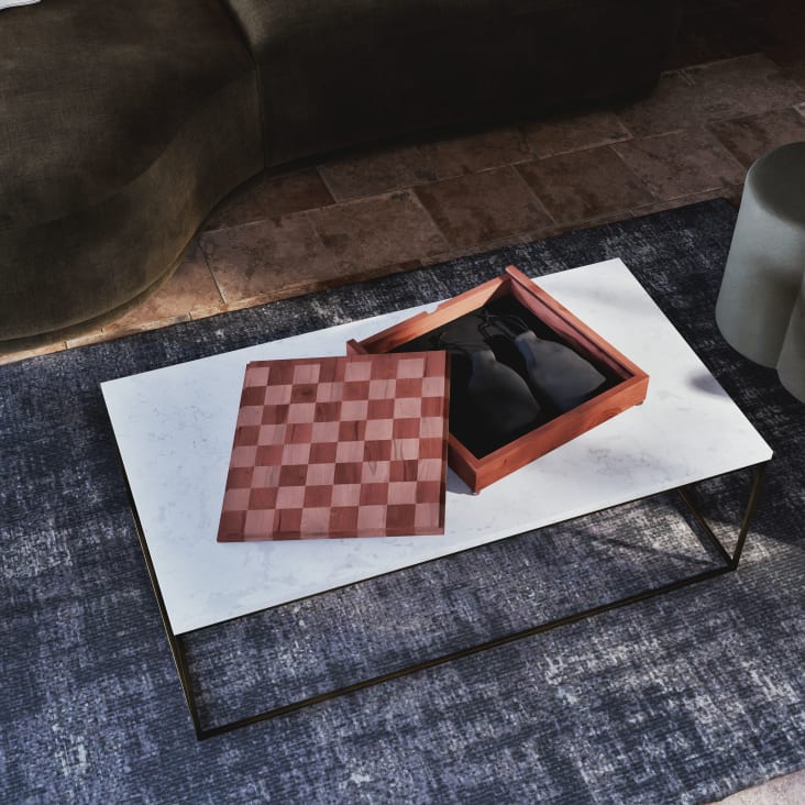 Seconde chance - Table basse en marbre blanc et métal coloris laiton ...