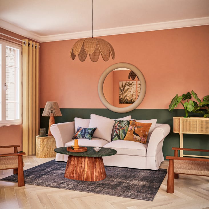 Table basse en marbre vert et bois d'acacia massif L103 Alya | Maisons ...