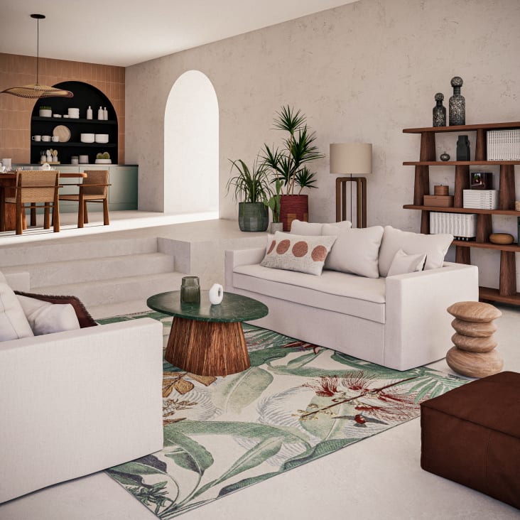 Table basse en marbre vert et bois d'acacia massif L103 Alya | Maisons du Monde