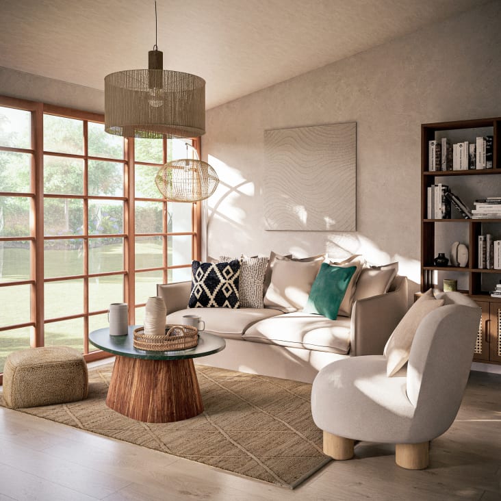 Table basse en marbre vert et bois d'acacia massif L103 Alya | Maisons du Monde