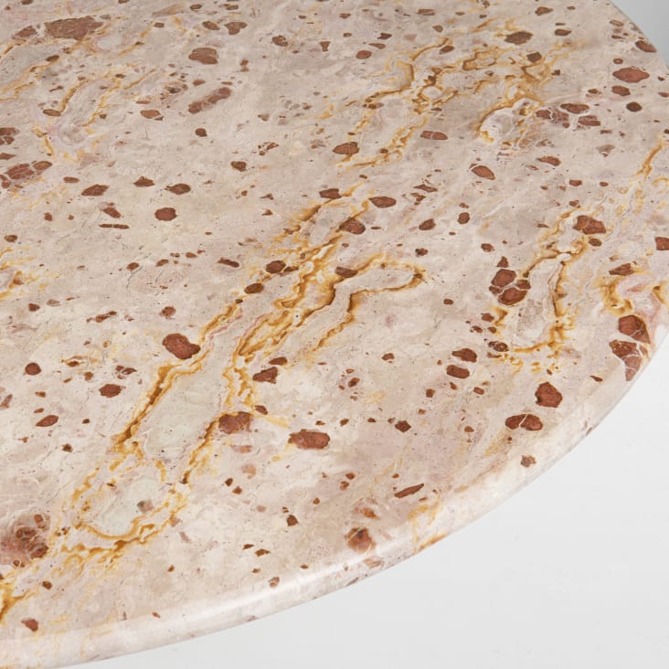 Table basse ronde en pierre et bois de manguier massif D100 Esfera ...