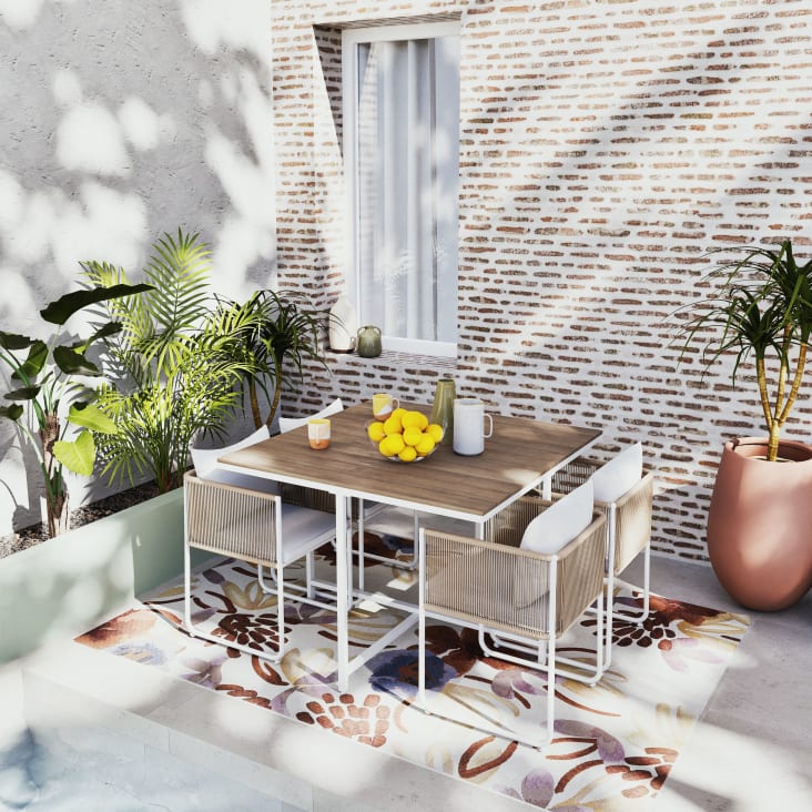 Seconde chance - Table de jardin en composite imitation teck 4 ...