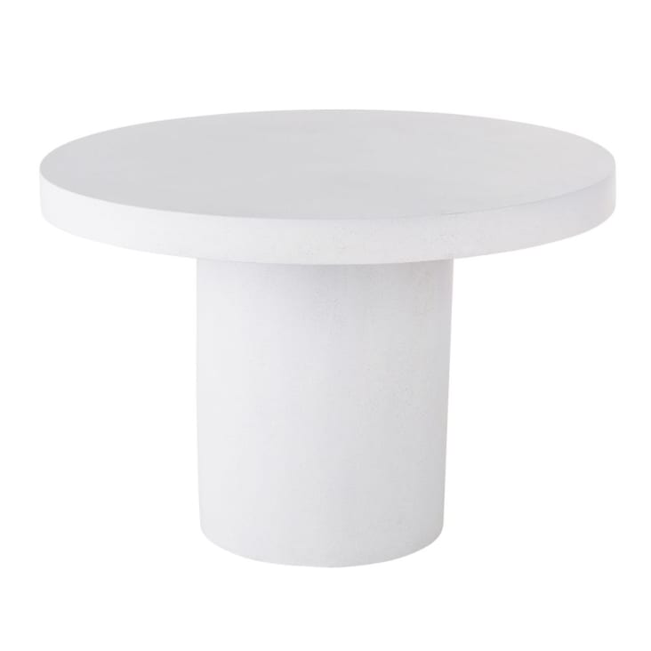 Table de jardin ronde en composite effet béton écru 5 personnes D110 ...