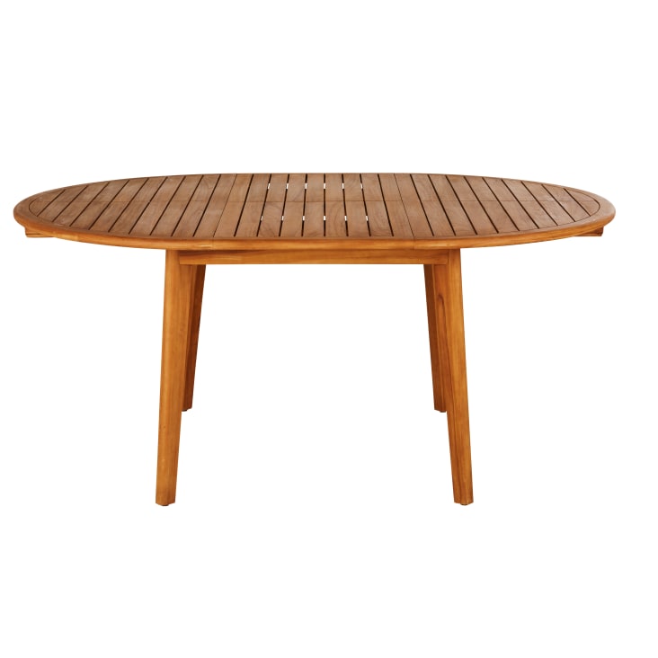 Table de jardin ronde extensible en bois de teck 4/6 personnes L120/170 ...