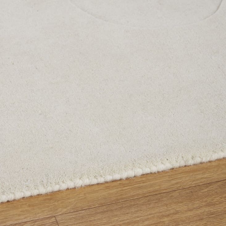 Tapijt van getufte en bewerkte wol met moderne motieven - ecru - 160 x ...