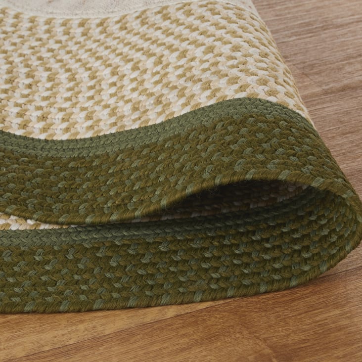 Tapis d'extérieur rond tressé beige et vert kaki D200 SOLLY | Maisons ...