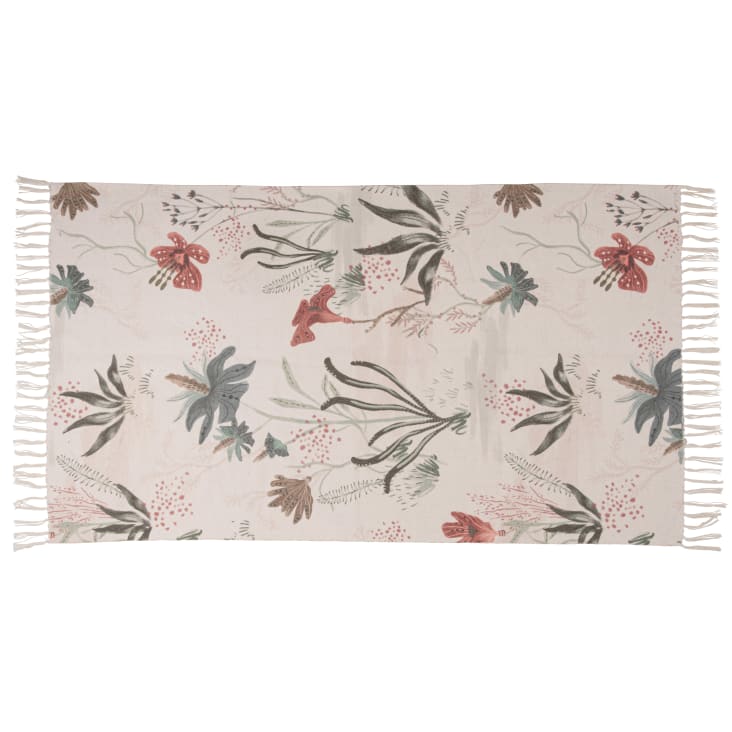 Tapis en coton imprimé floral à franges 90x150 Beida | Maisons du Monde