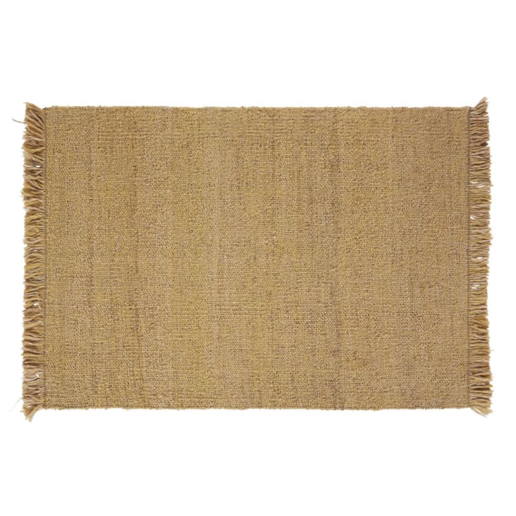 Seconde chance - Tapis en laine et jute tissés ocre à franges 140x200 ...